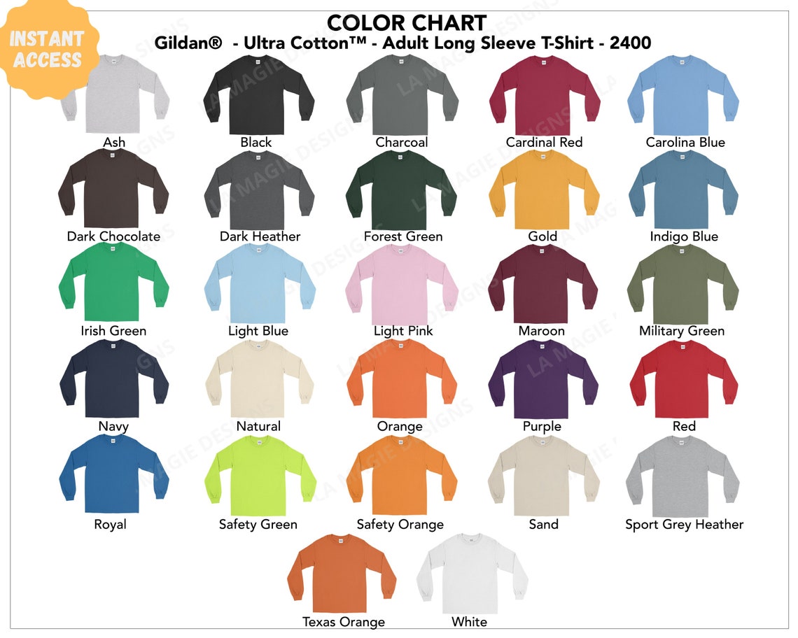 Gildan 2400 Color Chart Gildan G240 All Colors for Gildan | Etsy