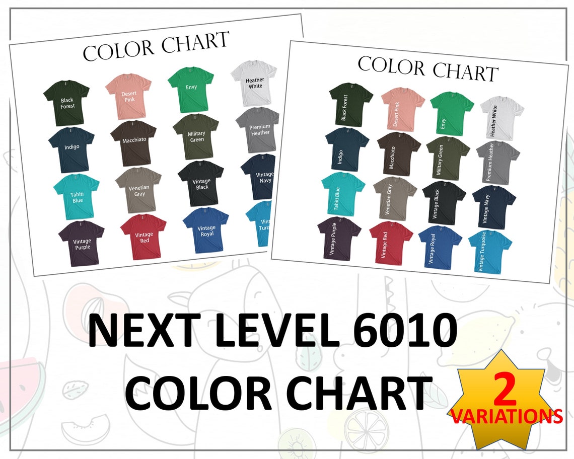 Next Level 6010 Color Chart All Colors N6010 Colro Guide | Etsy