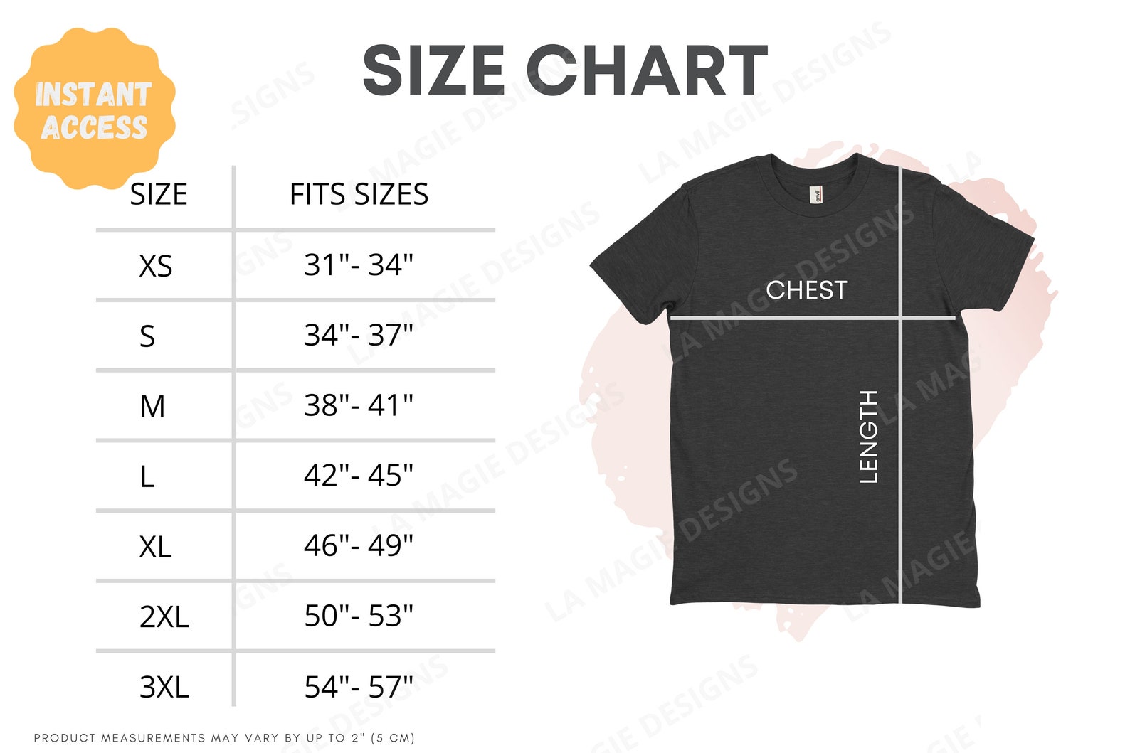 Anvil 980 Color Chart Anvil 980 Size Chartanvil Unisex - Etsy