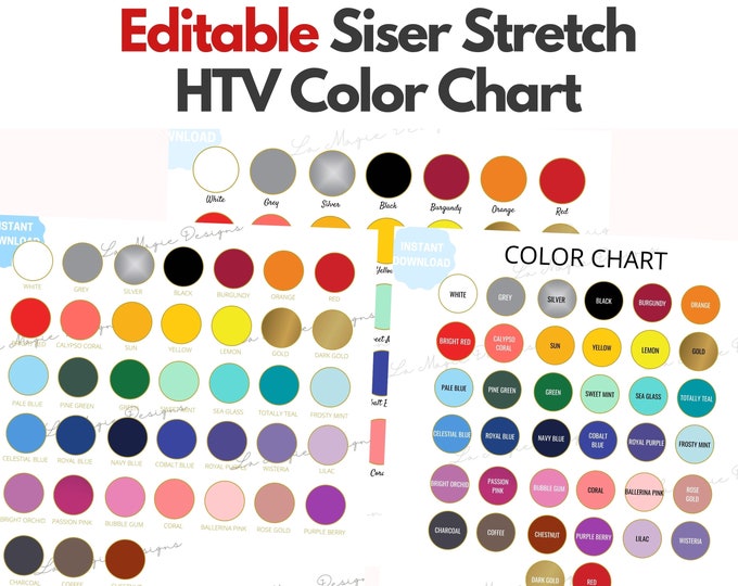 Editable Siser HTV Vinyl Color Chart, Vinyl Colors Mockup, Vinyl Color ...