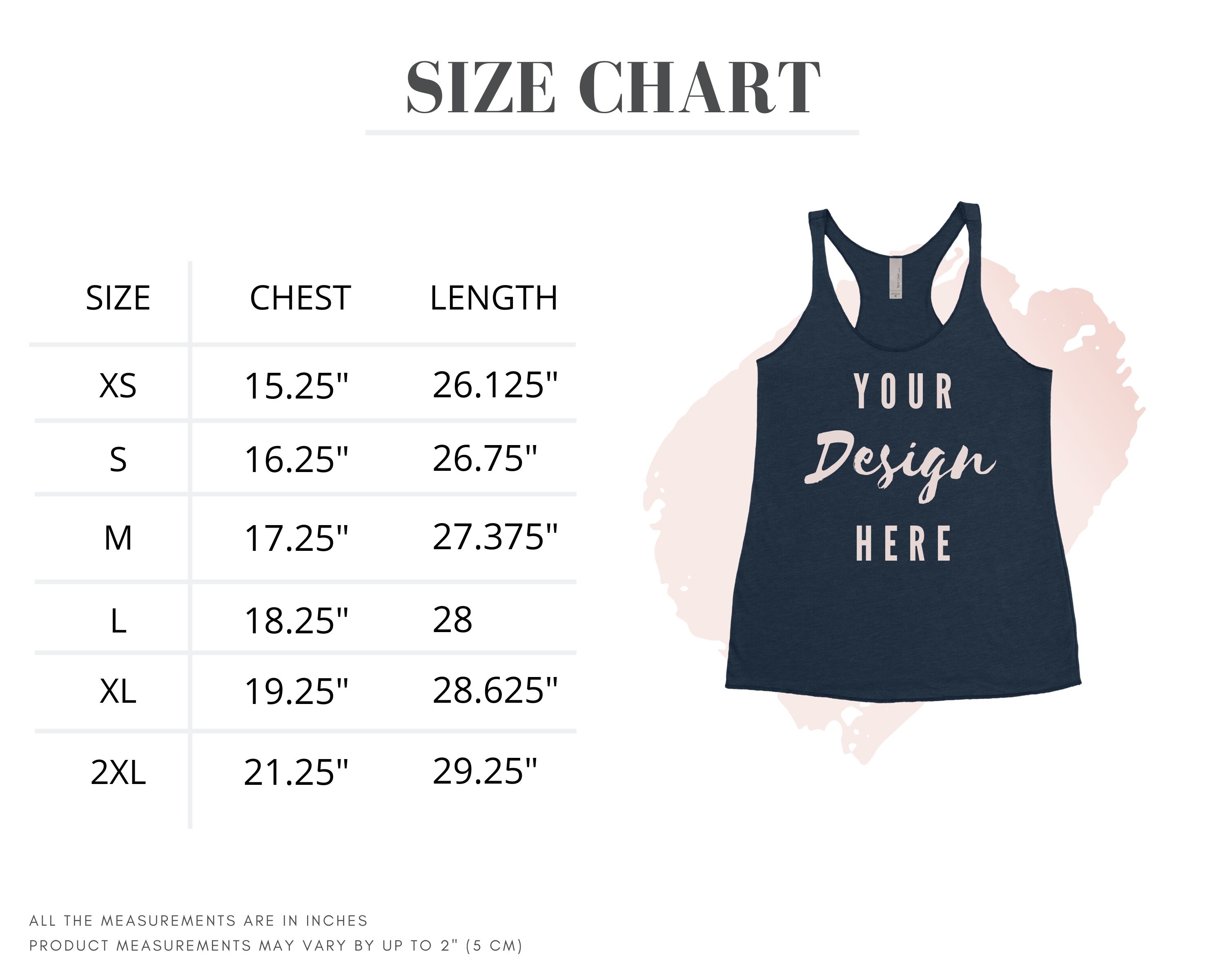 Next Level 6733 Size Chart | N6733 | Women's Ideal Racerback Tank Top ...