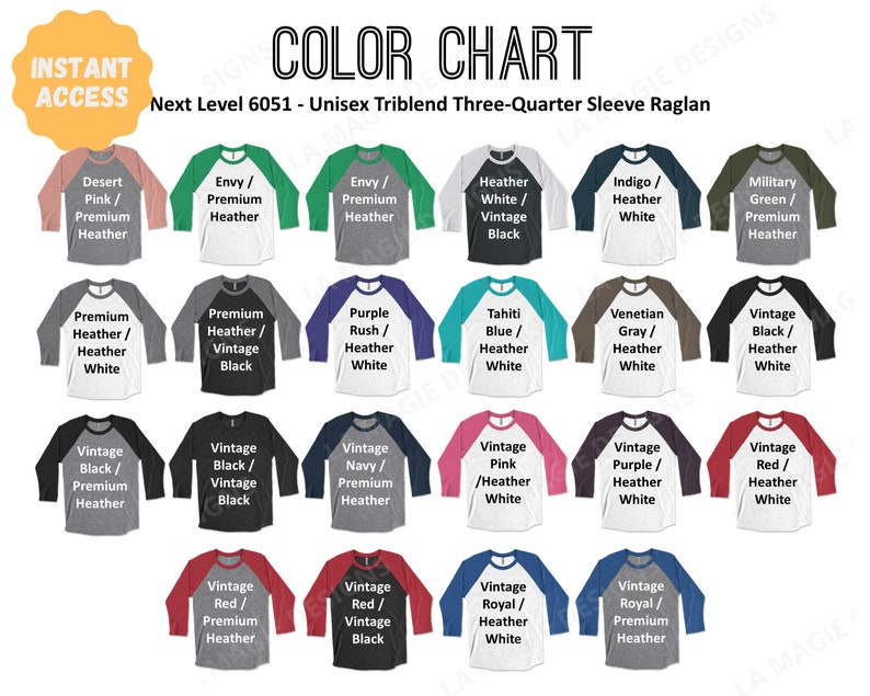 Next Level 6051 Color Chart | All Colors | N6051 | Colro Guide ...