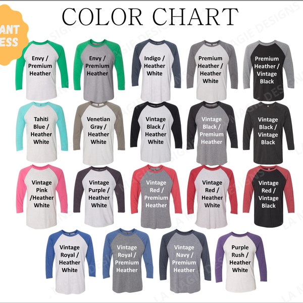 Raglan Color Chart - Etsy