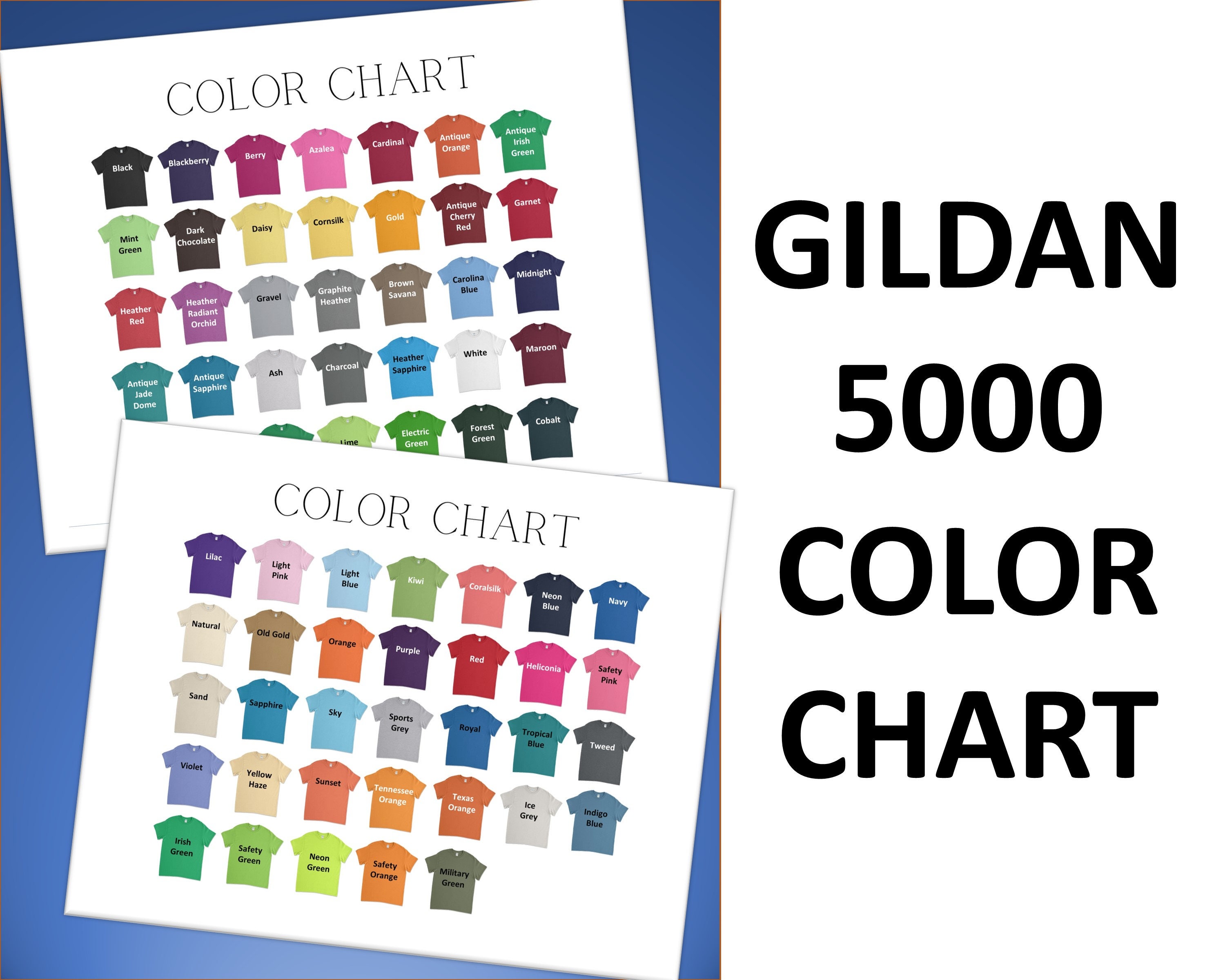 Gildan 5000 Color Chart Gildan G500 Color All Colors of | Etsy Gildan 5000 Color Chart Gildan G500 Color All Colors of | Etsy