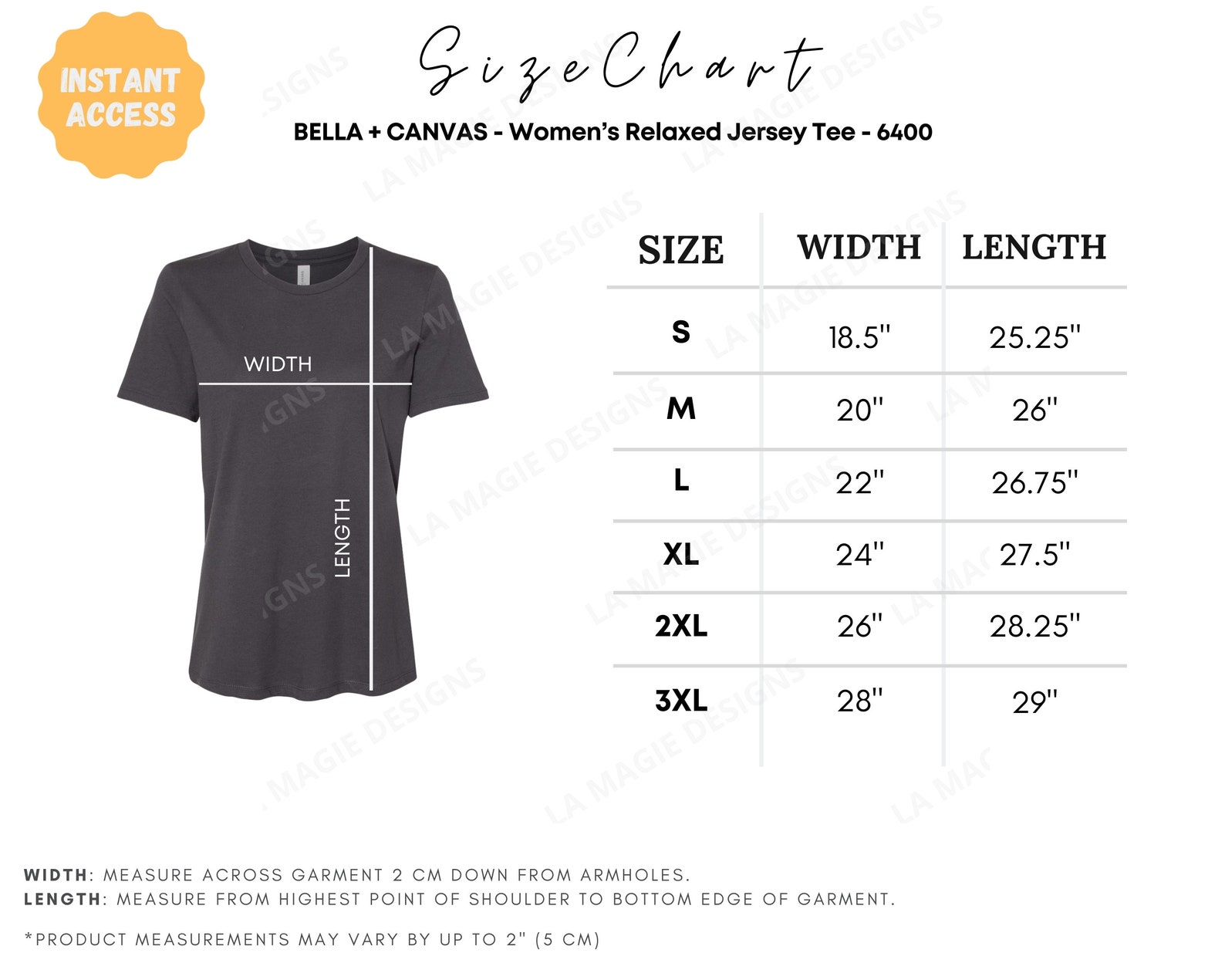 Bella Canvas 6400 Color Chart and Bella Canvas 6400 Size Chartbc6400 ...