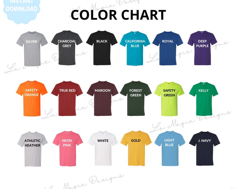Jerzees 21MR Color Chart|all Colros|jerzees Dri Power Poly T-shirt Size ...