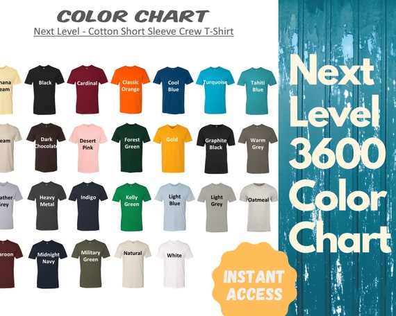 Next Level 3600 Color Chart 3600 Color Guide Mens Fitted | Etsy