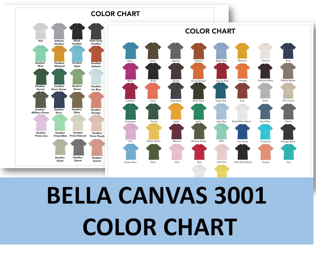 Bella Canvas 3001/3001CVC Color Chart|bella Canvas 3001 Solid Color ...