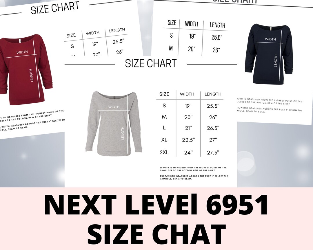 Next Level 6951 Size Chart Editable|next Level Long Sleeve Size Chart ...