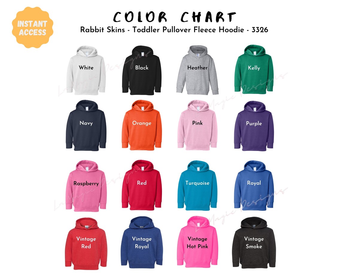 Rabbit Skins 3326 Color Chart |toddler Pullover Hoodie Color Chart ...
