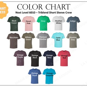 Next Level 6010 Color Chart | All Colors | N6010 | Colro Guide ...