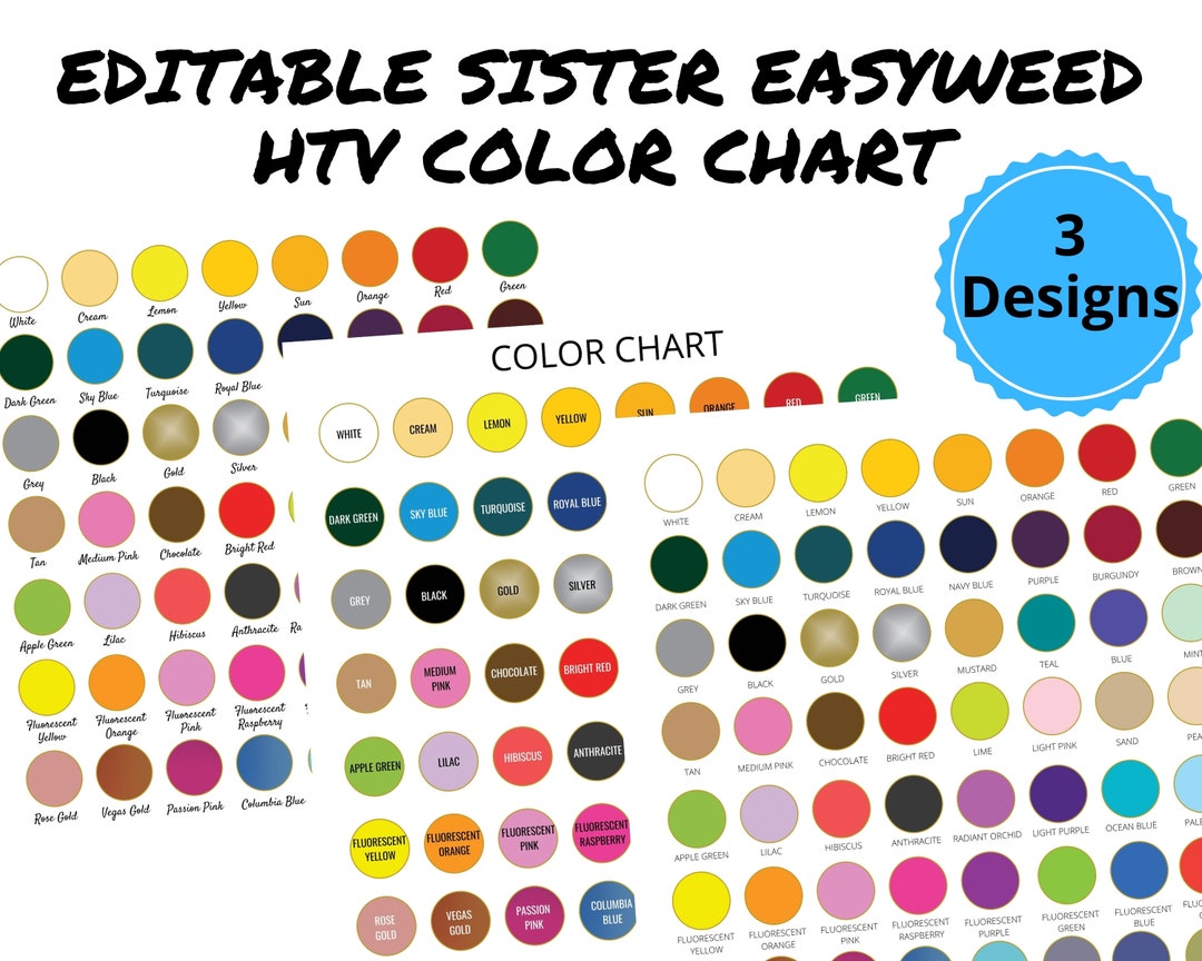 Siser Easyweed Color Chart - HTV Color Chart for Sisterweed P.S. Film ...