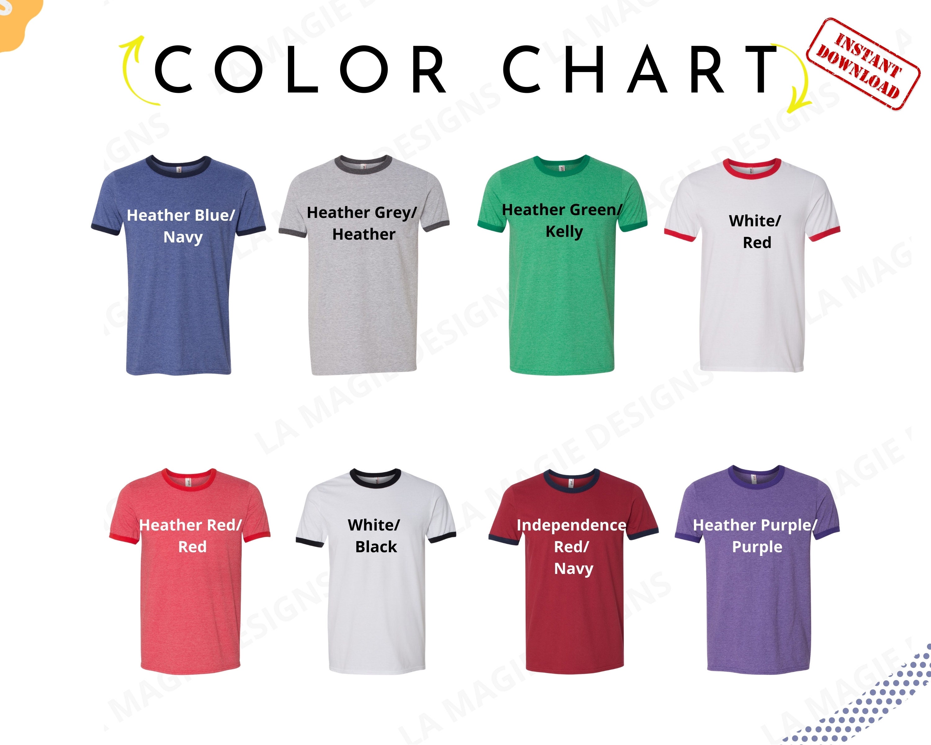 Anvil 988 Color Chart Mockup Anvil Lightweight Ringer - Etsy