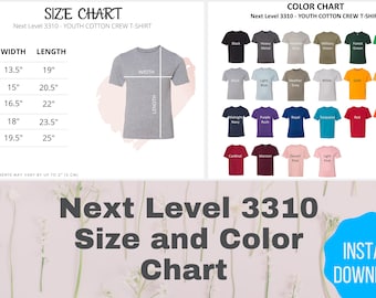 Next Level Youth Size Chart - Etsy