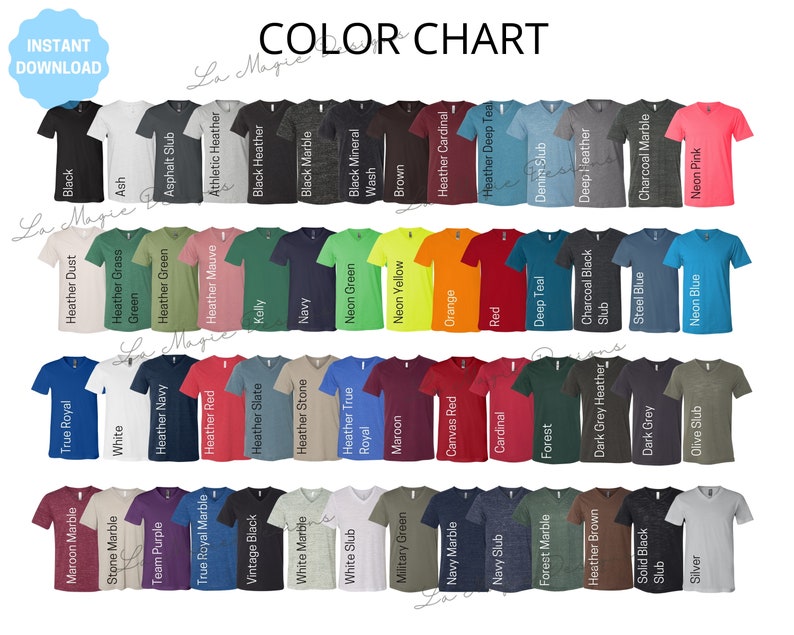 Bella Canvas 3005 Color Chart Editable|bella 3005 Color Chart|bella V ...