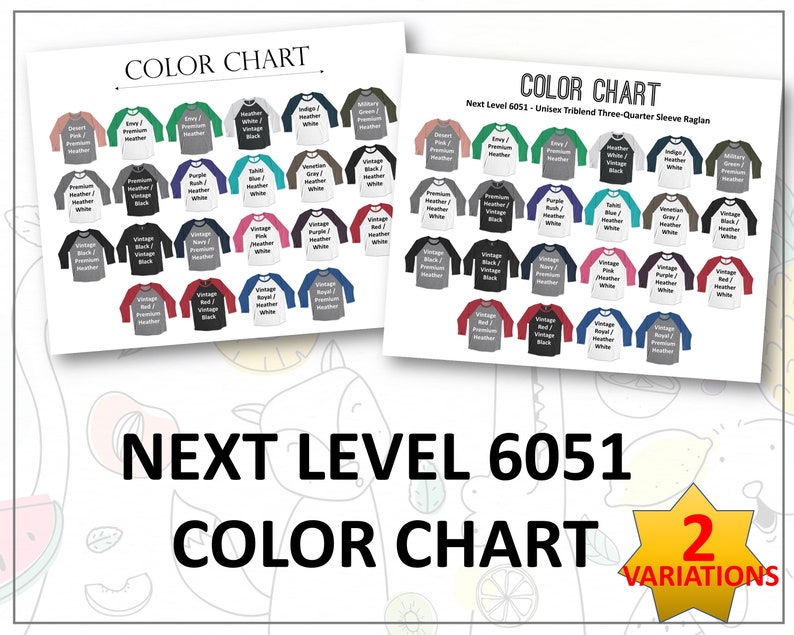Next Level 6051 Color Chart | All Colors | N6051 | Colro Guide ...