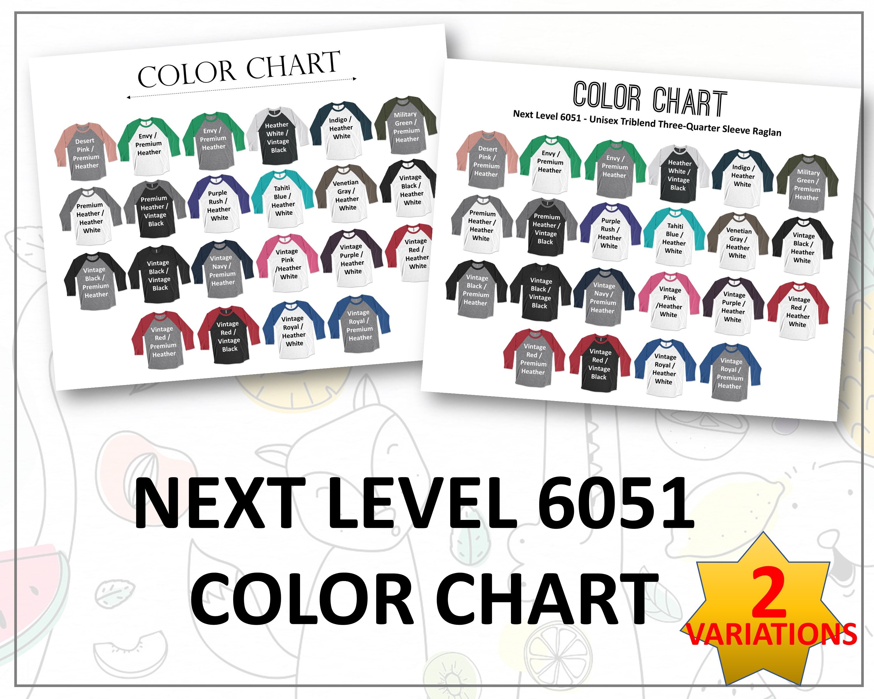 Next Level 6051 Color Chart | All Colors | N6051 | Colro Guide ...