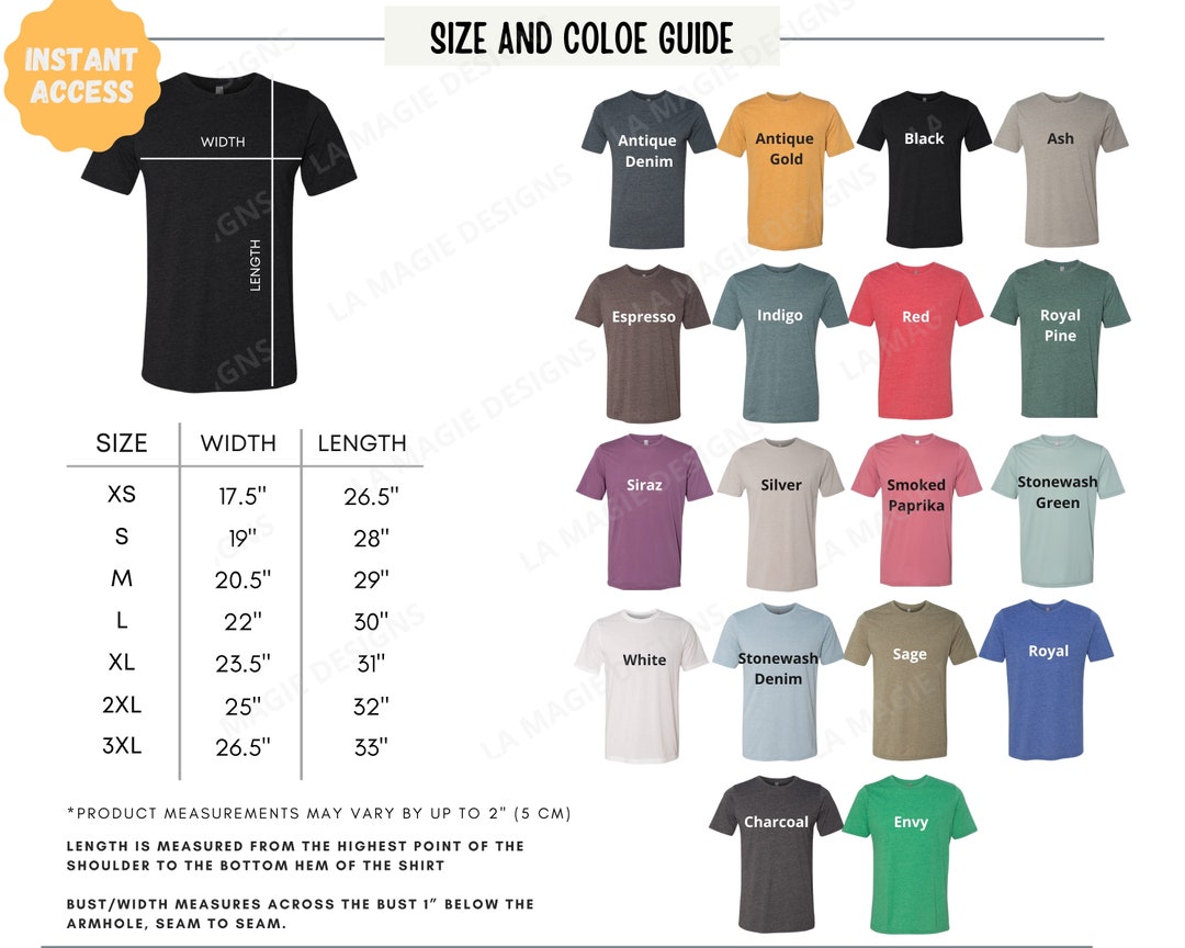 Next Level 6200 Color Chart| Next Level 6200 Size Chart|n6200|color ...