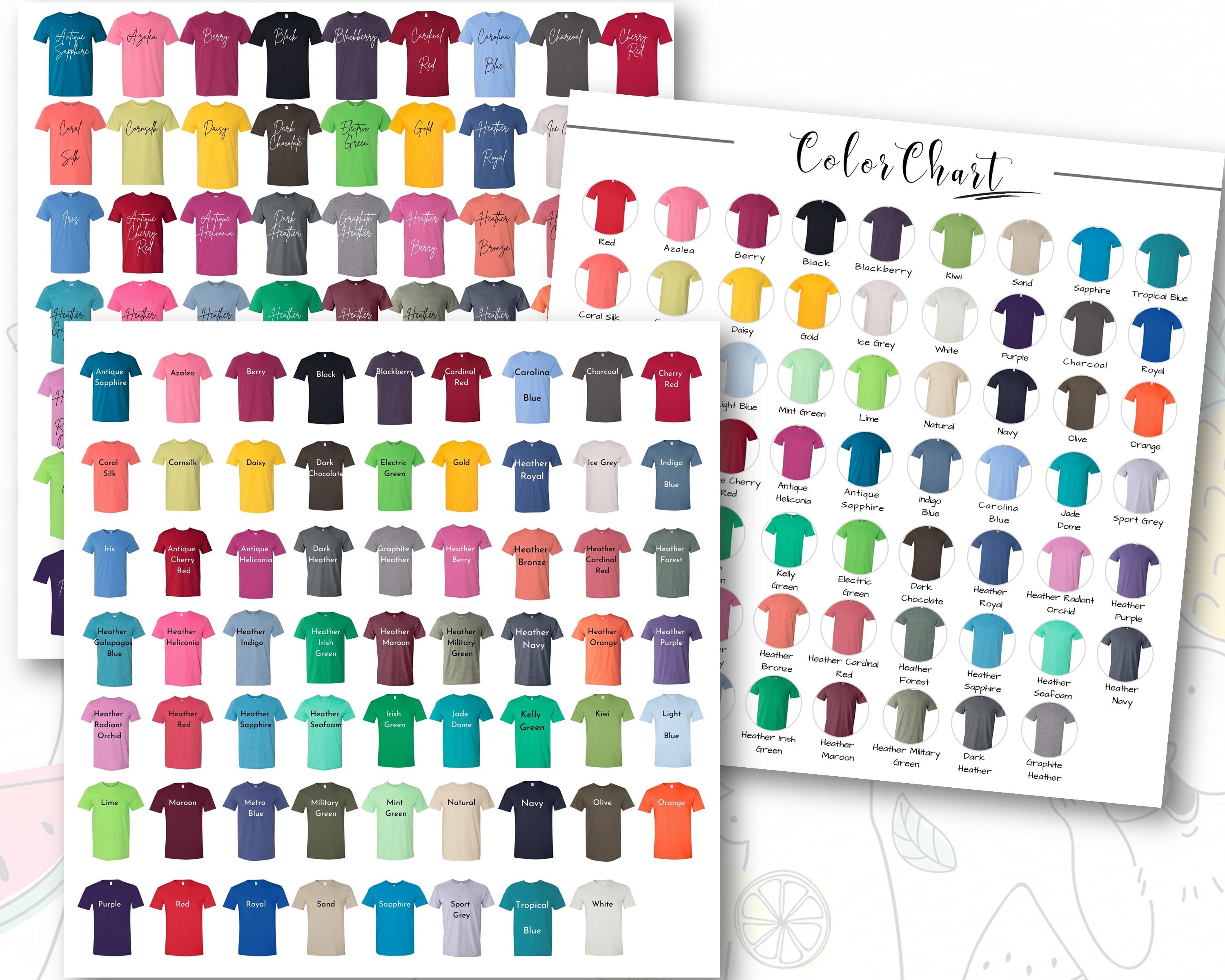 64000 Color Chart|64000 Size Chart|g640 Mockup|t Shirt Size Chart ...