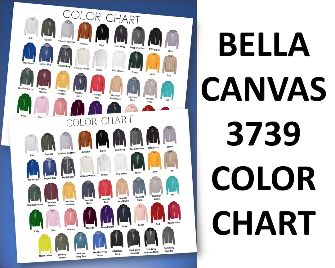 Bella Canvas 3739 Color Chart|bella Canvas 3739 Hoodie|bella + Canvas ...