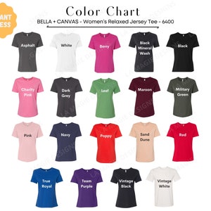 Bella Canvas 6400 Color Chart and Bella Canvas 6400 Size Chart|bc6400 ...