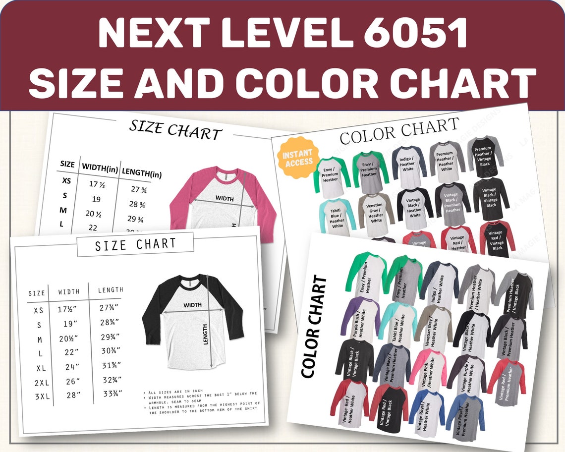 Next Level 6051 Color Chart Next Level 6051 Size Chartall Colors ...