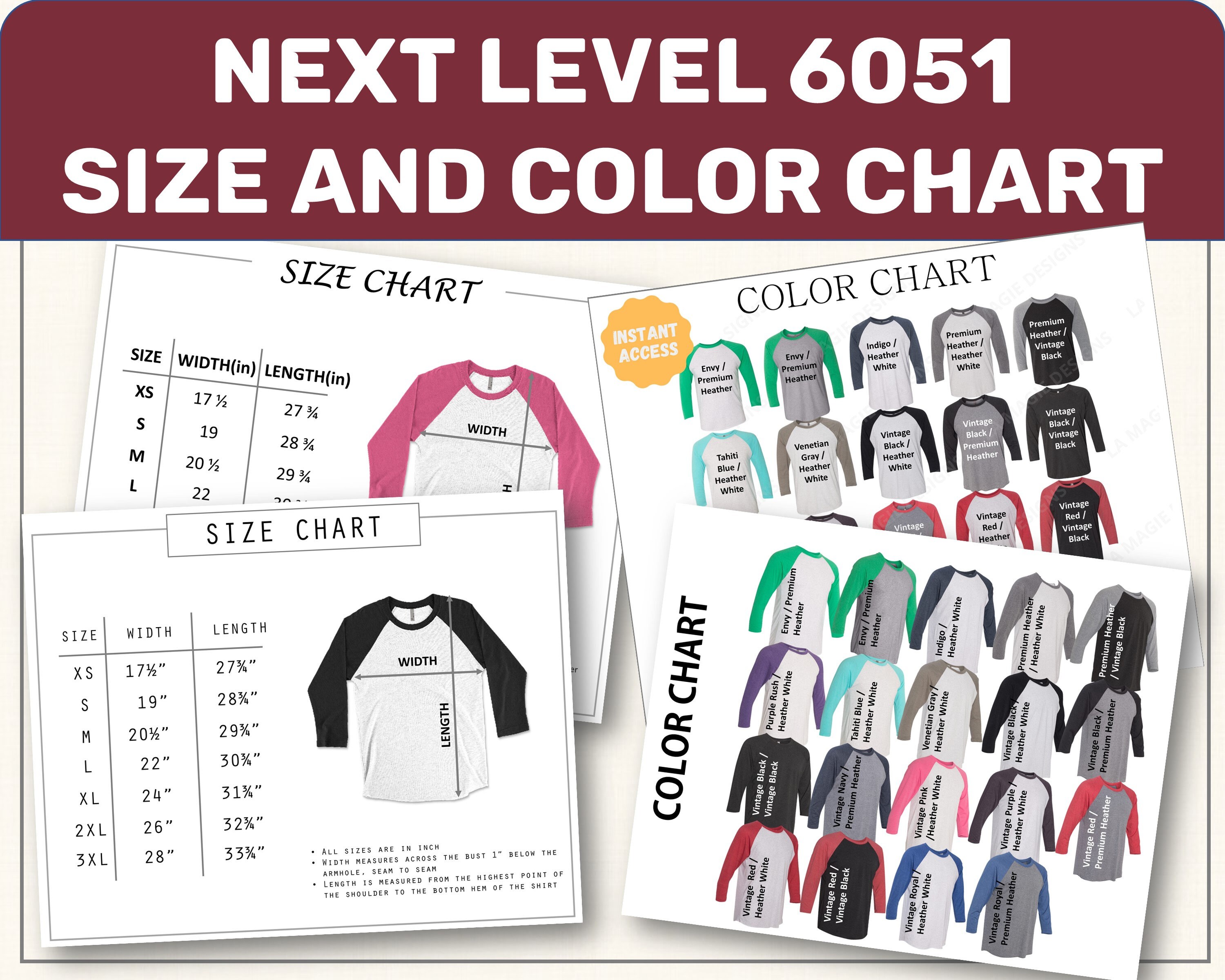 Next Level 6051 Color Chart | Next Level 6051 Size Chart|all Colors ...
