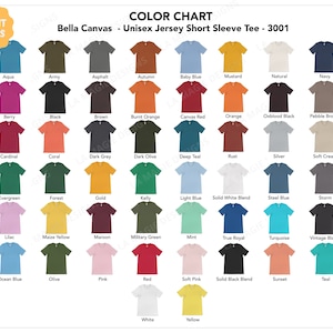 Bella Canvas 3001/3001CVC Color Chart|bella Canvas 3001 Solid Color ...