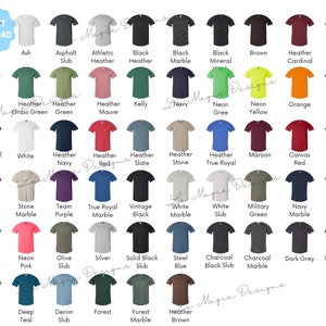 Bella Canvas 3005 Color Chart Editable|bella 3005 Color Chart|bella V ...