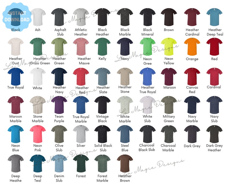 Bella Canvas 3005 Color Chart Editable|bella 3005 Color Chart|bella V ...