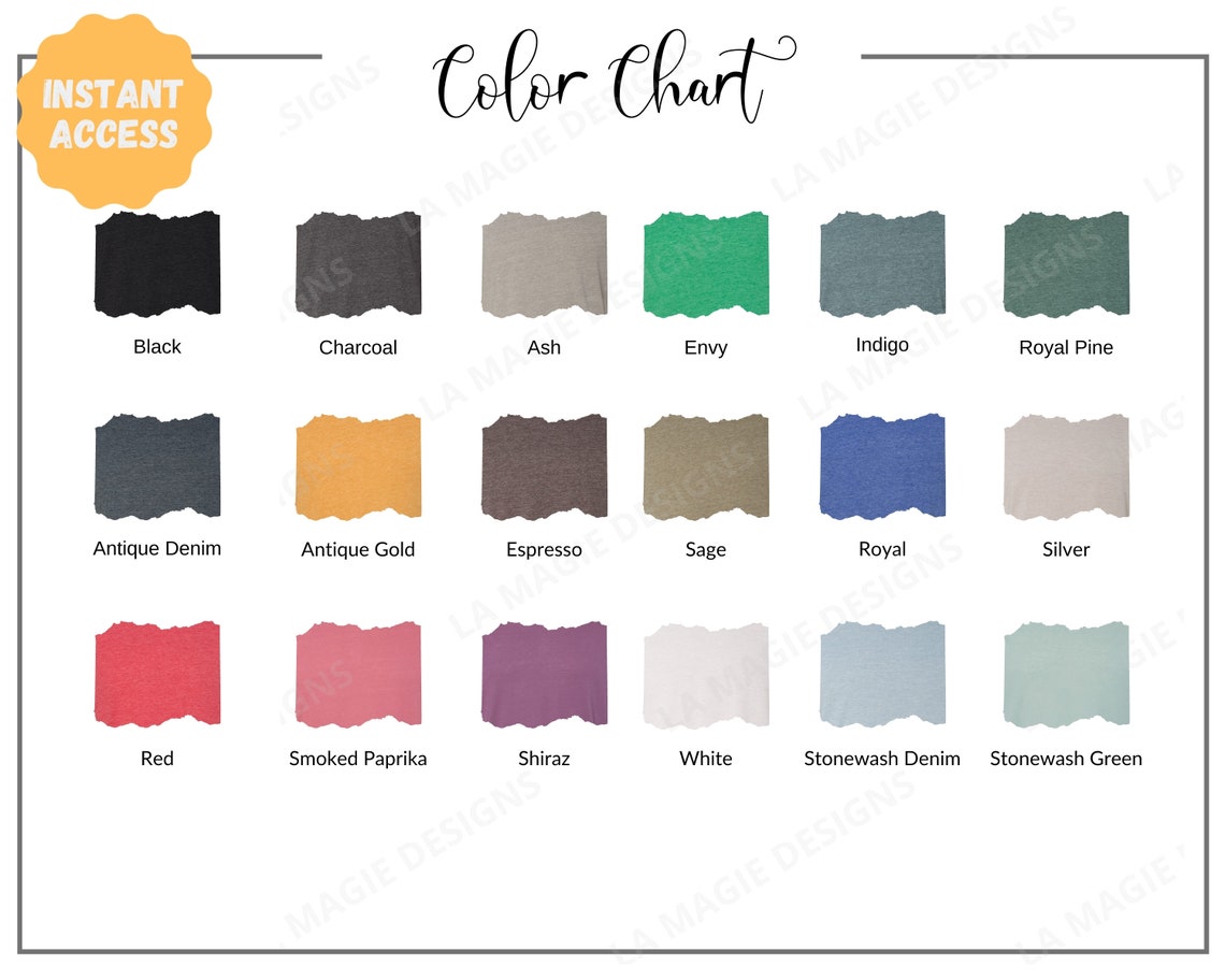 Next Level 6200 Color Chart | All Next Level Colors|n6200 | Color Guide ...