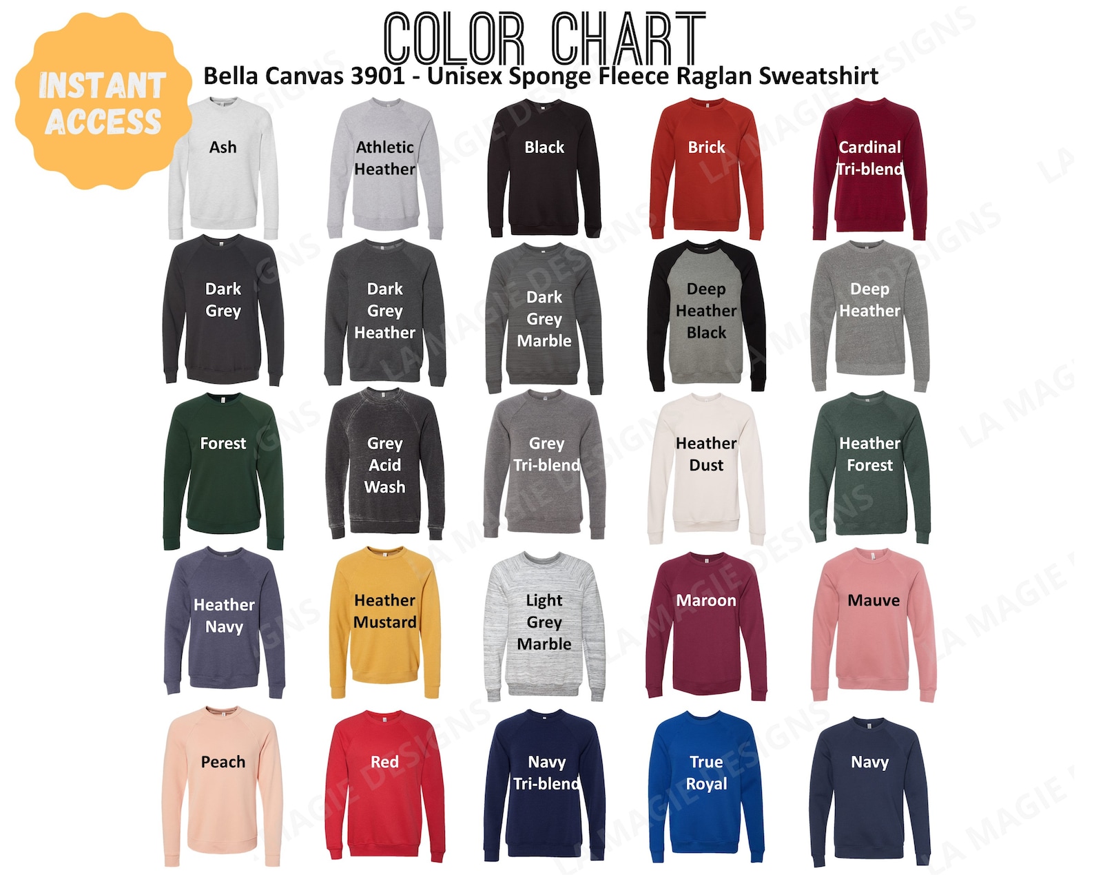 Bella Canvas 3901 Color Chart|bella 3901 Colors|bc3901 Unisex Fleece ...