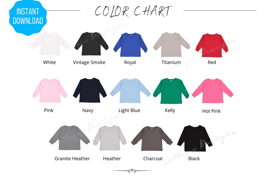 Rabbit Skins 3302 Color Chart |rabbit Skins Toddler Long Sleeve Tee ...