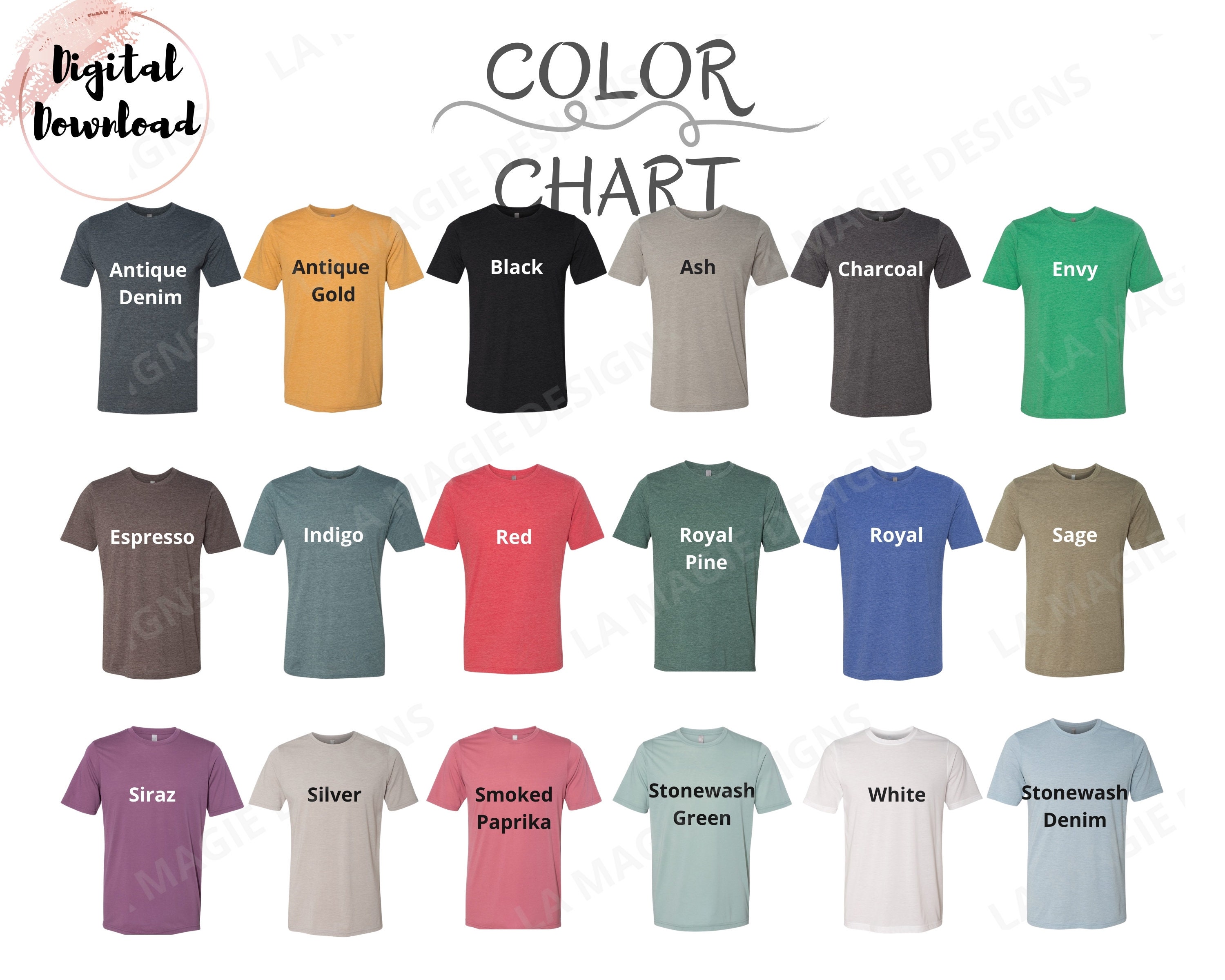 Next Level 6200 Color Chart| Next Level 6200 Size Chart|n6200|color ...