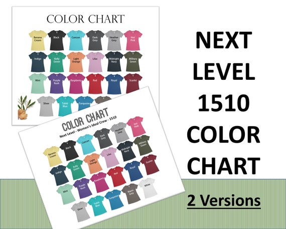 Next Level 1510 Color Chart All Colors N1510 Next Level | Etsy