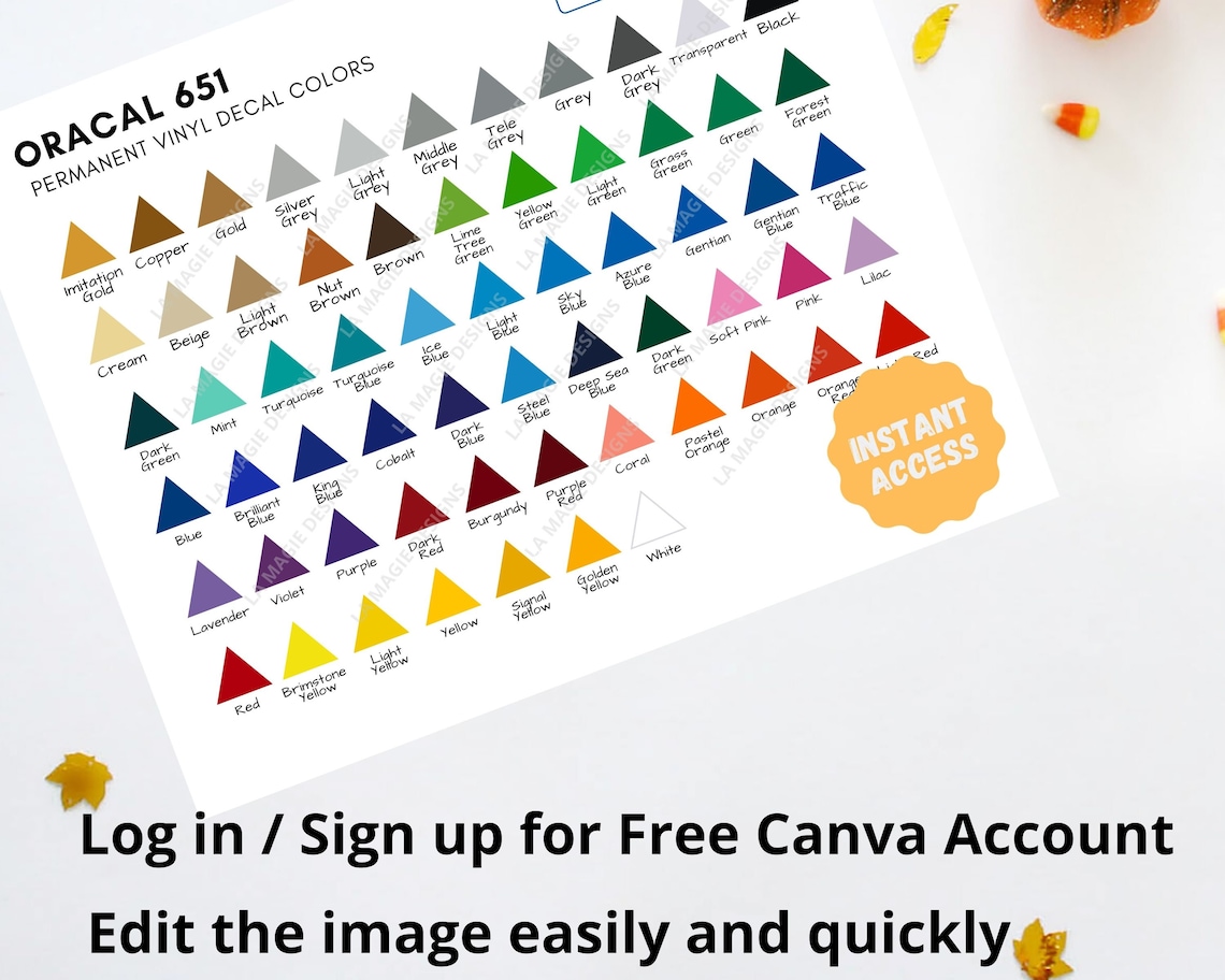 Editable Oracal 651 Color Chart|permanent Vinyl Decal Color Chart ...