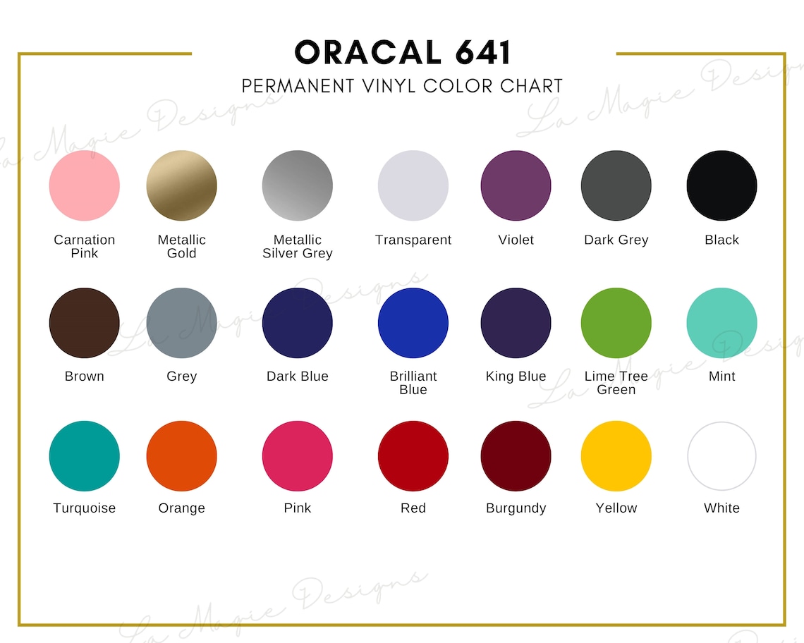 Oracal 641 Matte Color Chart|editable Oracal 641 Color Chart for Cricut ...