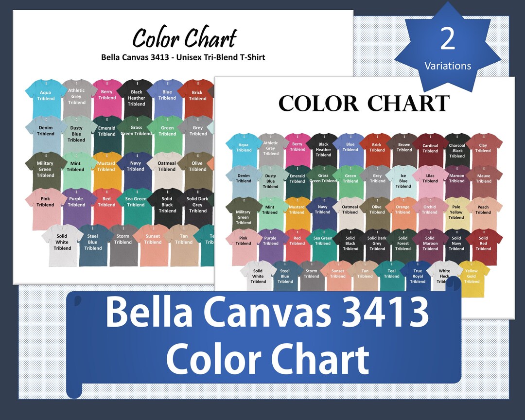 Bella Canvas 3413 Color Chart | Bella Canvas Mockup | Unisex T-shirt ...