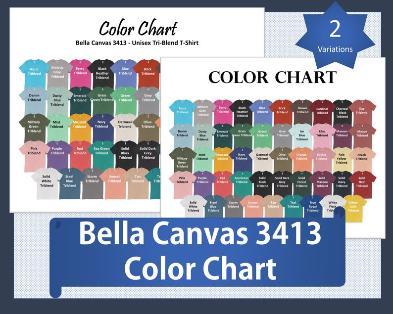 Bella Canvas 3413 Color Chart | Bella Canvas Mockup | Unisex T-shirt ...