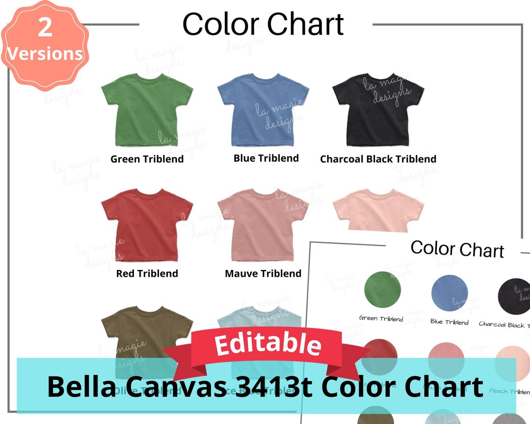 Bella Canvas 3413T Color Chart | Bella + Canvas 3413T Color Chart ...