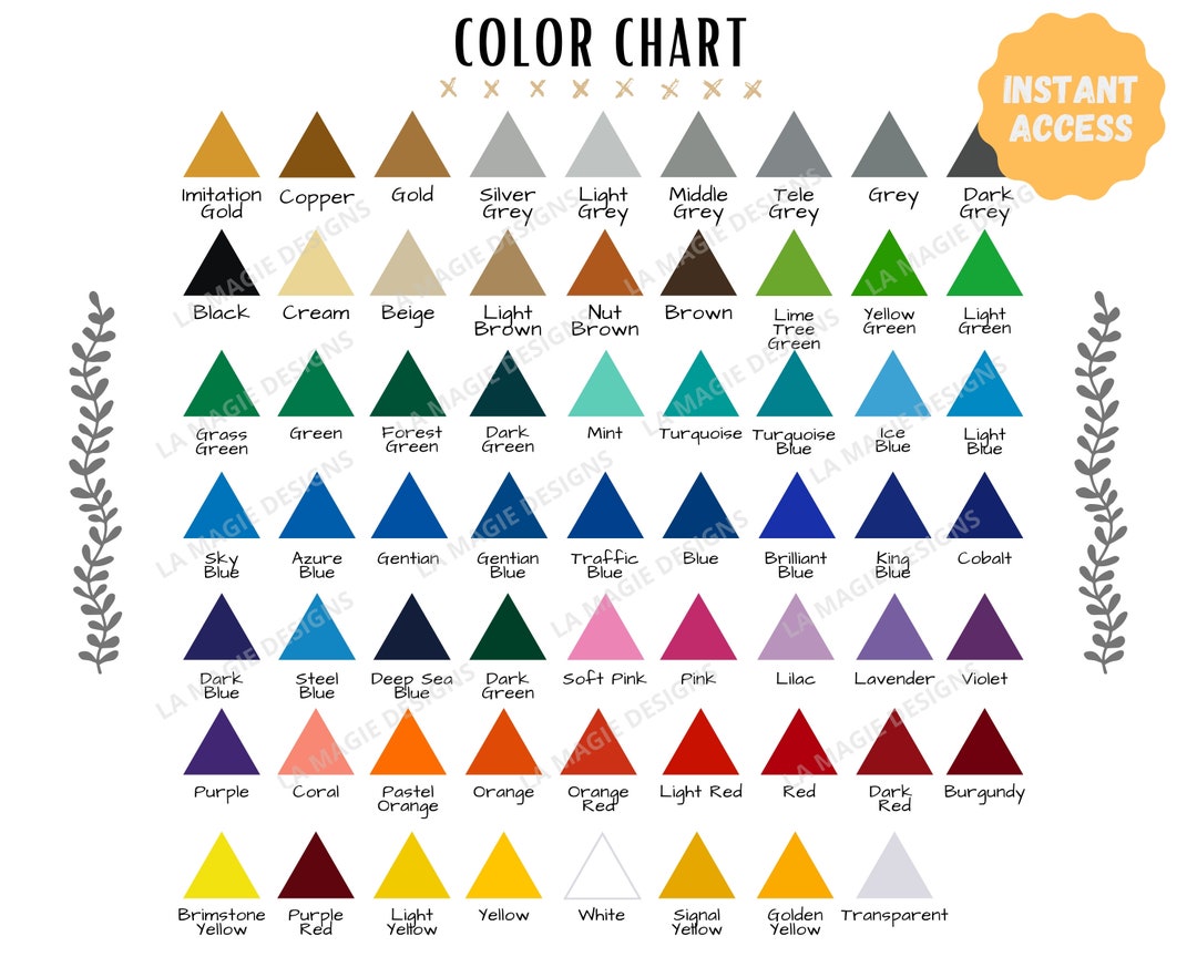Oracal 651 Color Chart - Permanent Vinyl Color Chart | Printable Color ...