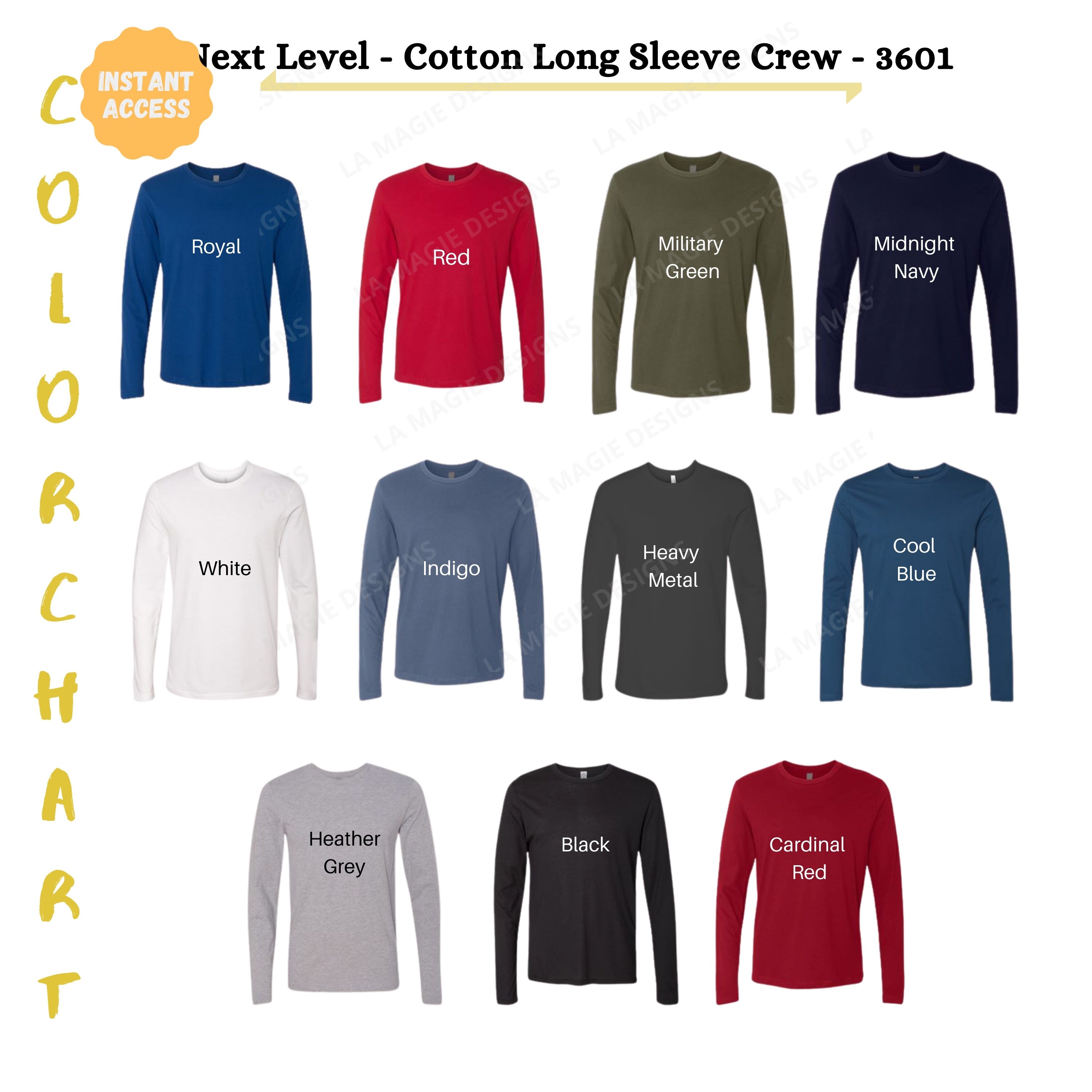 Next Level 3601 Color Chart|nl3601| Next Level Color|color Guide|cotton ...