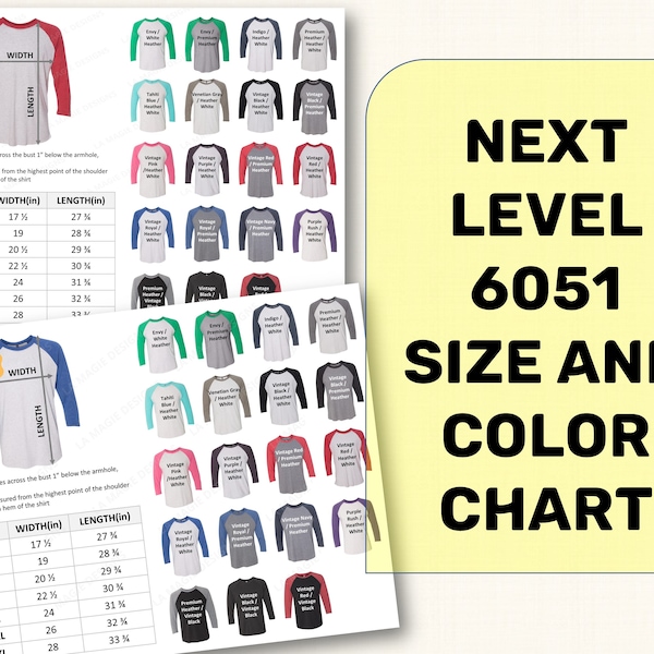 Raglan Color Chart - Etsy