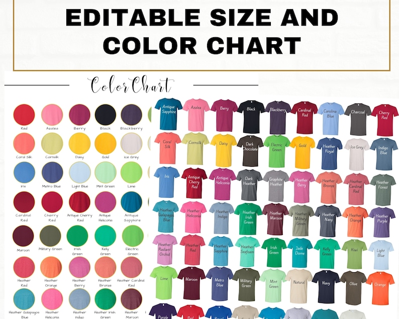 64000 Color Chart|64000 Size Chart|g640 Mockup|t Shirt Size Chart ...