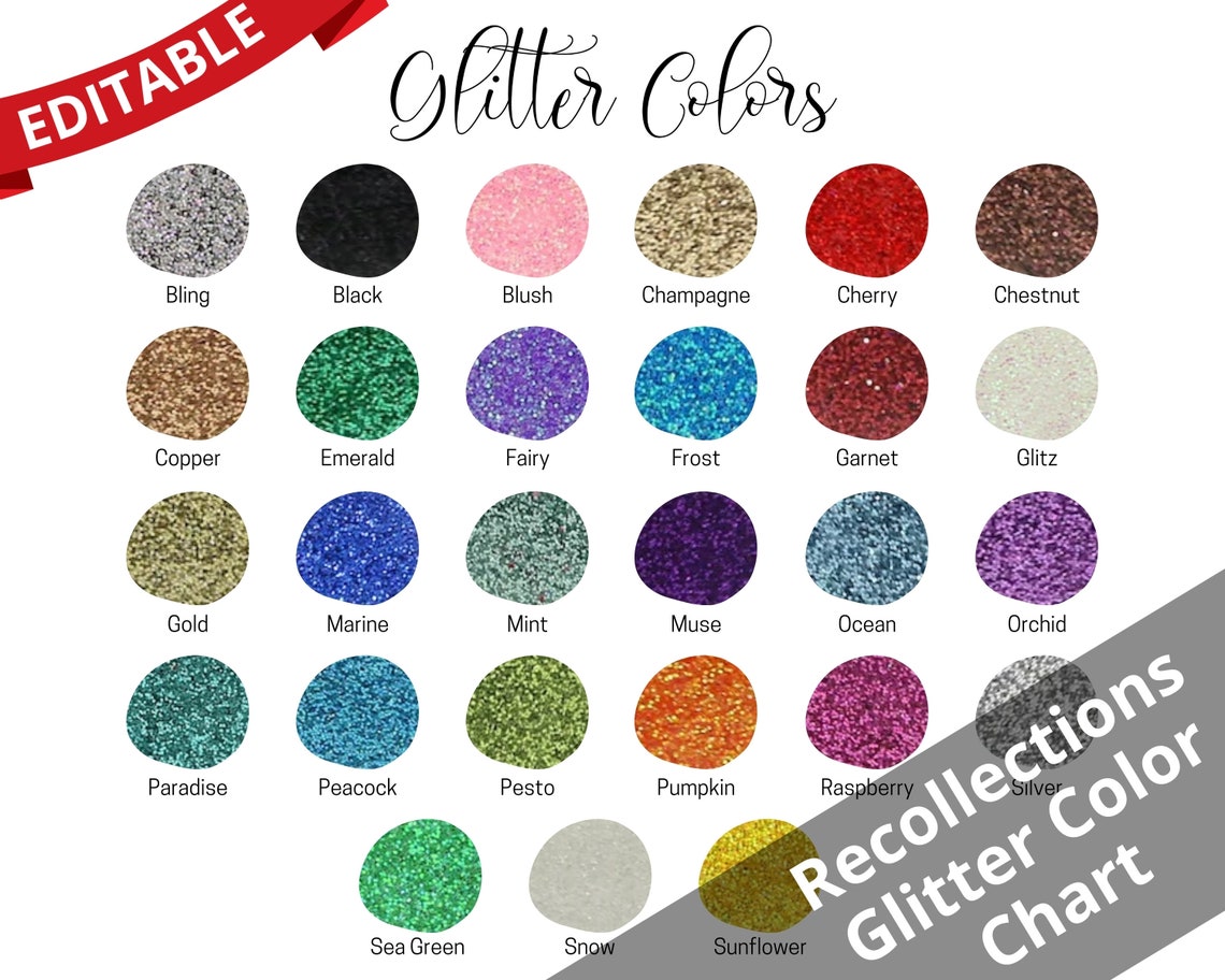 Recollections Glitter Color Chartetsy Seller Glitter Color Chart For