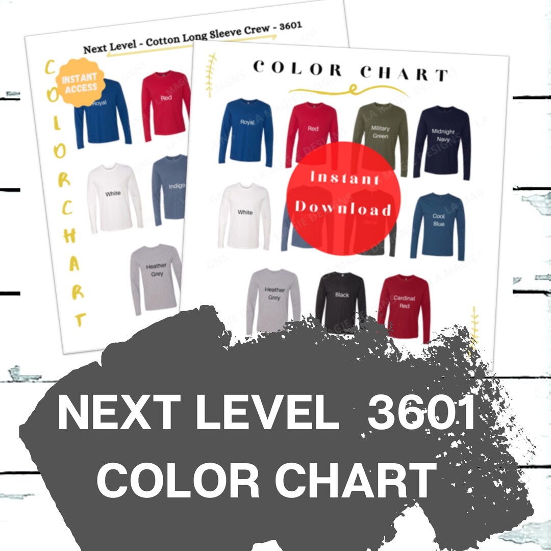 Next Level 3601 Color Chart|nl3601| Next Level Color|color Guide|cotton ...