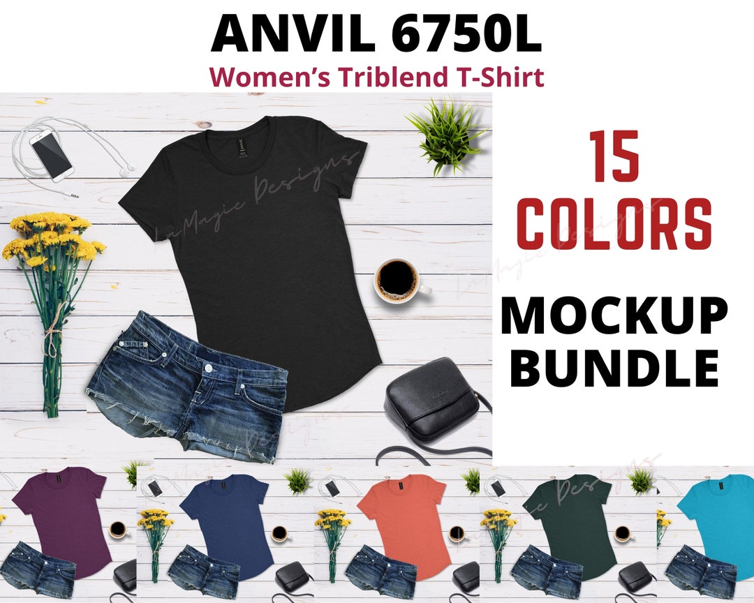 Anvil 6750L Mock up Bundle- Anvil 6750L Colors | Anvil Women’s Triblend ...