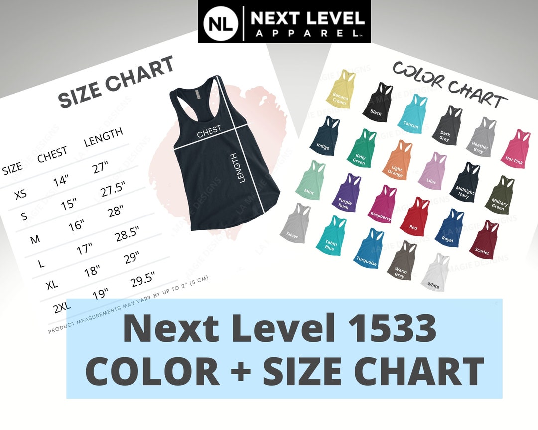 Next Level 1533 Color Chart|next Level 1533 Size Chart|size Chart and ...