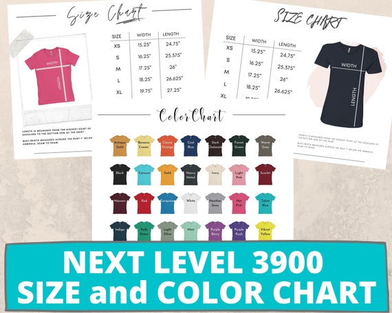 Next Level 3900 Size Chartnext Level 3900 Color | Etsy