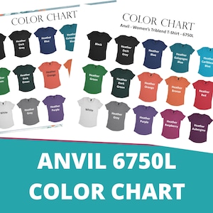 Anvil 6750L Color Chart | Anvil Women’s Triblend T-shirt Mockup| All ...
